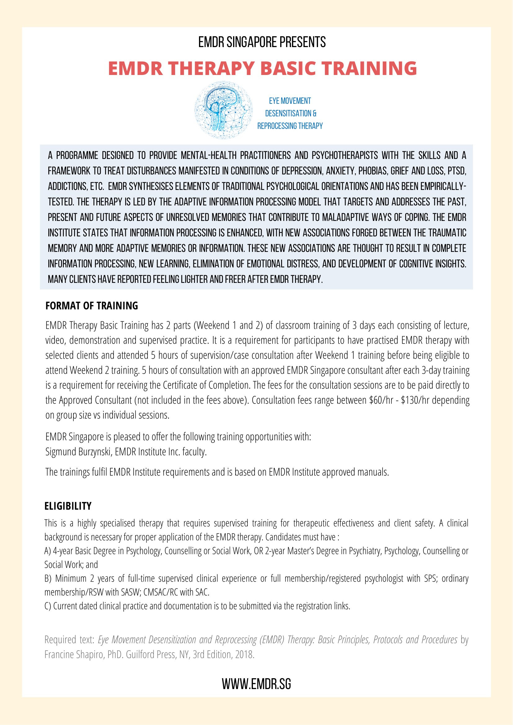 Upcoming Basic Trainings - EMDR Singapore